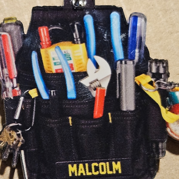 Personalized Electrician Tool Box 2D Keychain, Keychain for Electrician ...
