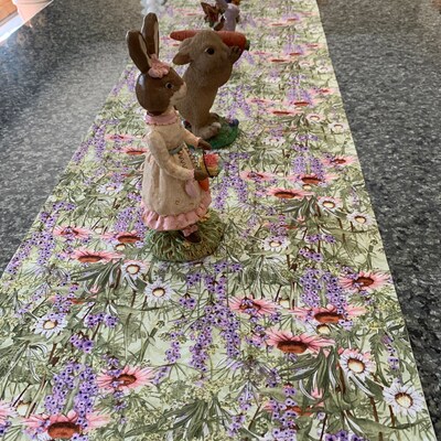 Spring Floral Table Runner, Orange Floral Table Runner,orange and Mauve ...