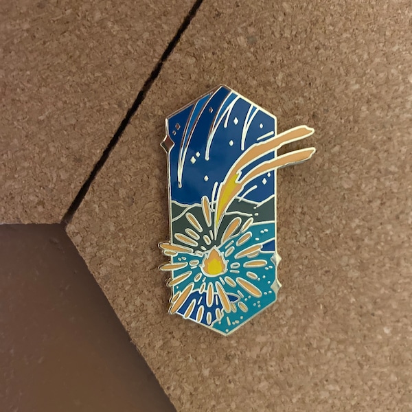 Meteor Pin - Celestial Scene Anime Gold Comet Star Flame Castle Space ...