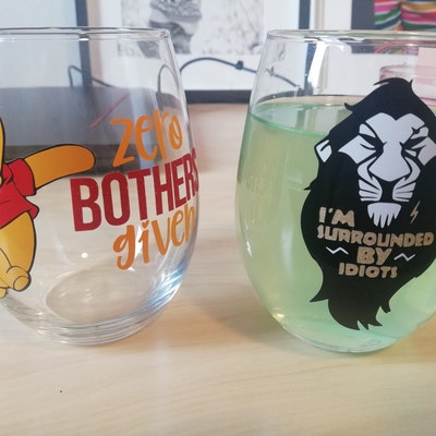 Honey Bear Wine Glass, Zero Bothers Given Wine Glass, Pooh Inspired ...