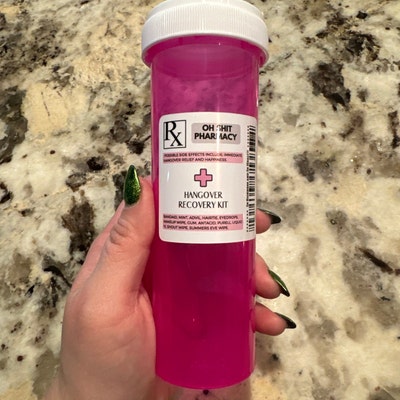 Hangover Kit Bottle Pink Pill Prescription Bridal Party Gift Oh Shit ...
