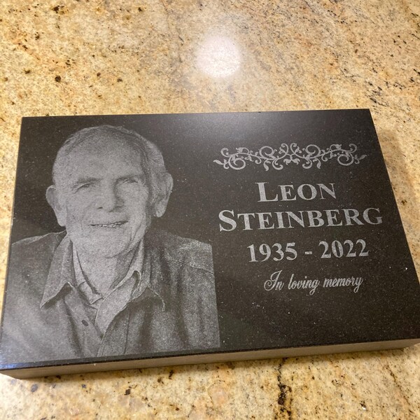 Custom Photo Laser Engraved Granite Headstone Cemetery Grave Marker ...