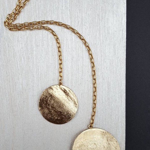 Statement Gold Necklace, Gold Geometric Necklace, Gold Abstract ...