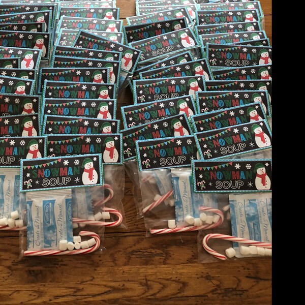 Editable Snowman Soup Bag Toppers: Christmas Hot Cocoa Tags (instant ...