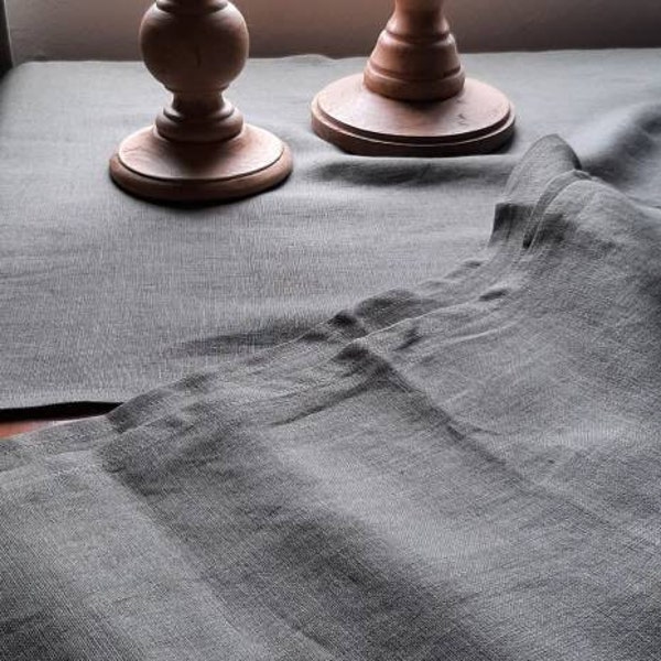 Rustic Linen Tablecloth, Natural Tablecloth With Mitered Corners ...