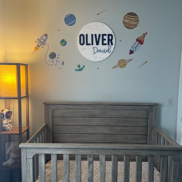 Outer Space Name Sign | Personalized | Baby Name Sign | Wood Sign ...