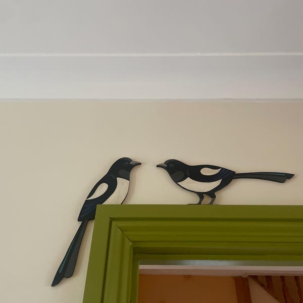 Hand Painted Magpie Pair to Sit on Top of a Door Frame - Etsy