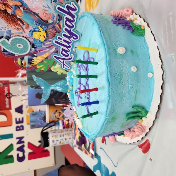 Black Mermaid Personalized Cake Topper Perfect for Themed Parties ...