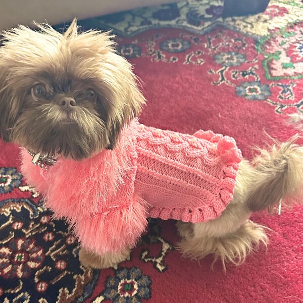Dog Sweater for Valentine's Day, Cardigan for Dogs Pink Color, Sweater ...