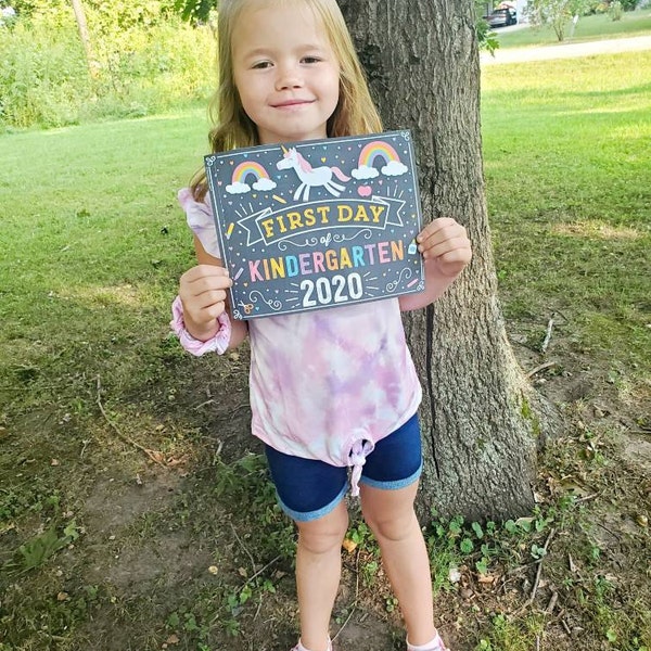 Unicorn First Day of Kindergarten Sign Girl 1st Day of Kindergarten ...
