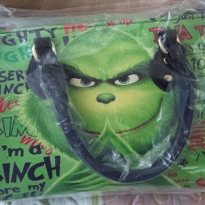 Grinch Christmas Leather Bag, Grinch Lover Handbag, Custom Leather Bag ...