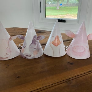 Printable Party Hats Farm Animals Birthday Party Birthday Decor ...