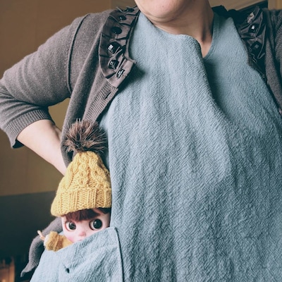 Khaki Moss Green Heavy Cotton Japanese Apron, With Crossover Back and ...