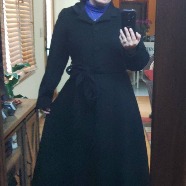 Blue Long Full Length Wool Jacket,high Collar Warm Cozy Coat,belt Coat ...