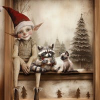 A Rustic Christmas - Neutral Vintage Christmas Elves, Elf Clipart ...