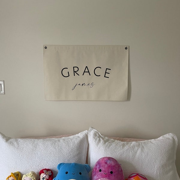 Baby Name Flag | Canvas Flag | Nursery Name Sign | Custom Name Banner ...