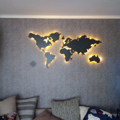 Led World Map Home Design Home Deco Led Wooden Map Led Handmade Perfect ...