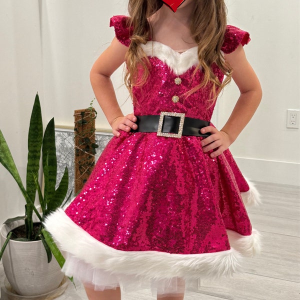 Preorder Sparkle Hot Pink Santa Romper Sequin Skirt Tutu Dress and ...