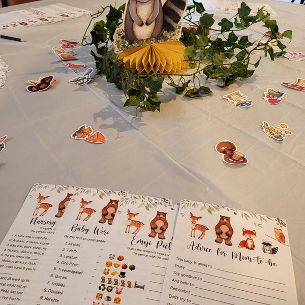 Oh Deer Baby Shower Games Bundle, Woodland Deer Baby Games Bundle ...