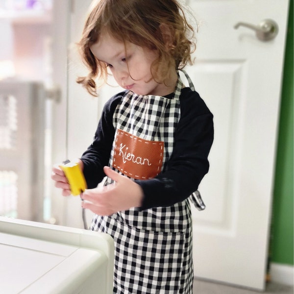 NEW COLORS! Personalized Hand-embroidered Name HANDMADE Apron for Kids ...