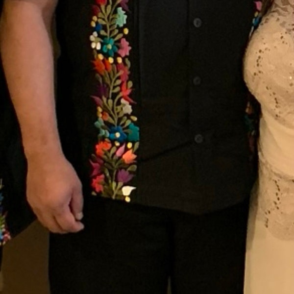Mens Mexican Traditional Shirt. Floral Embroidered Guayabera for Men. Formal Button up Shirt ...