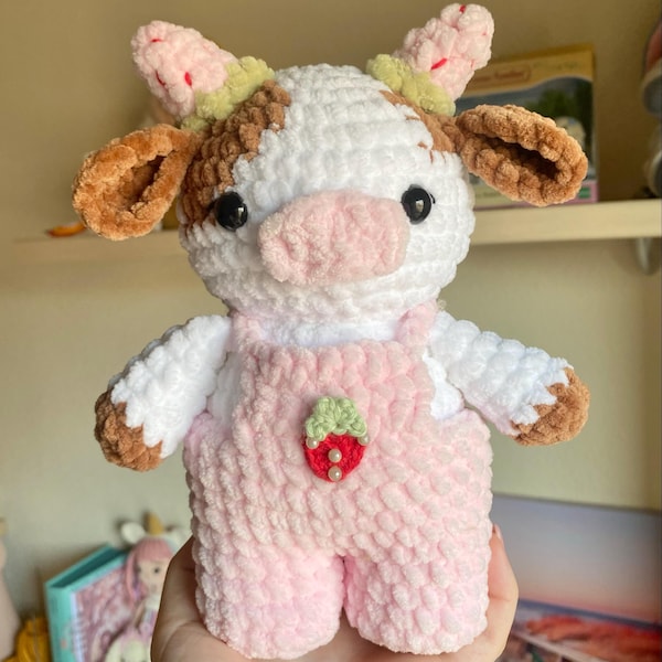 2-in-1 Strawberry Cows Crochet Pattern Bundle (amigurumi Highland Cow ...