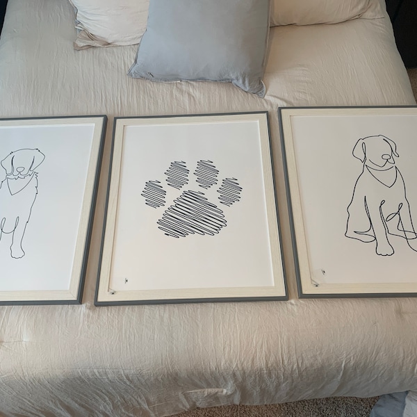 Labrador Retriever With Bandana One Line Drawing Print. Printable ...