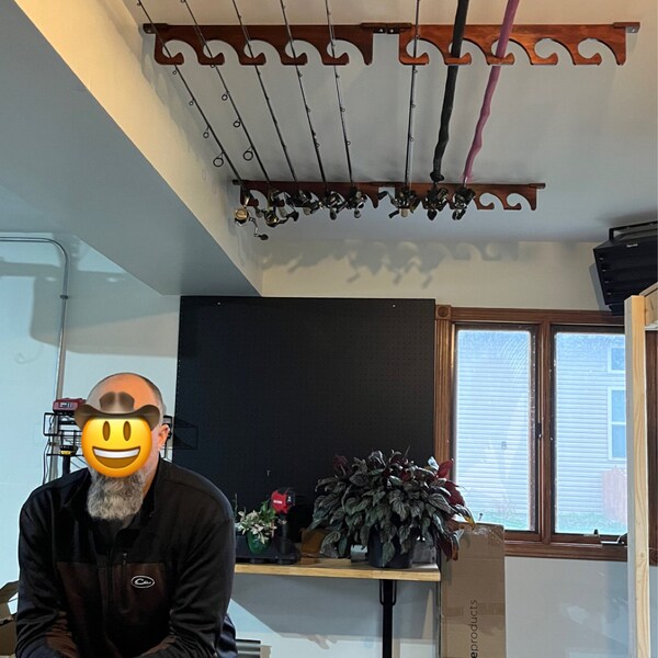 Ceiling Fishing Rod Wall Rack for 10 Rods | Wall Stand | Pole Organizer ...