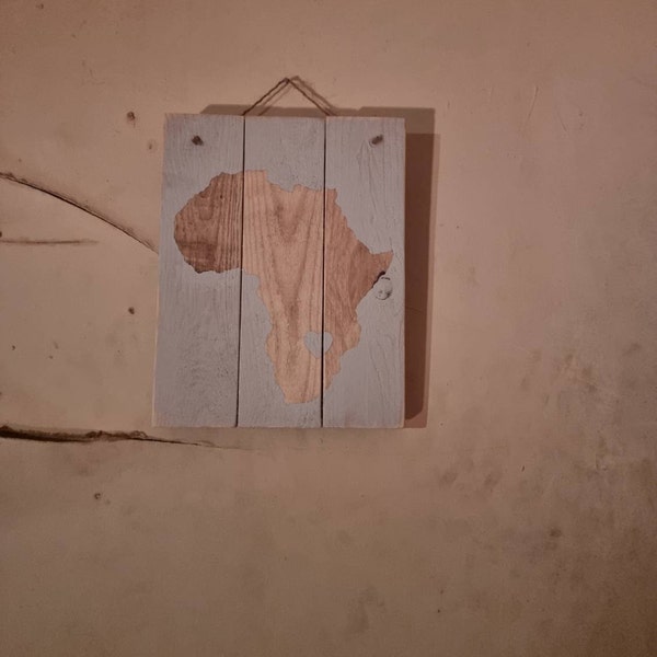 Personalised Rustic African Wood Sign. Map of Africa Hand Painted on ...
