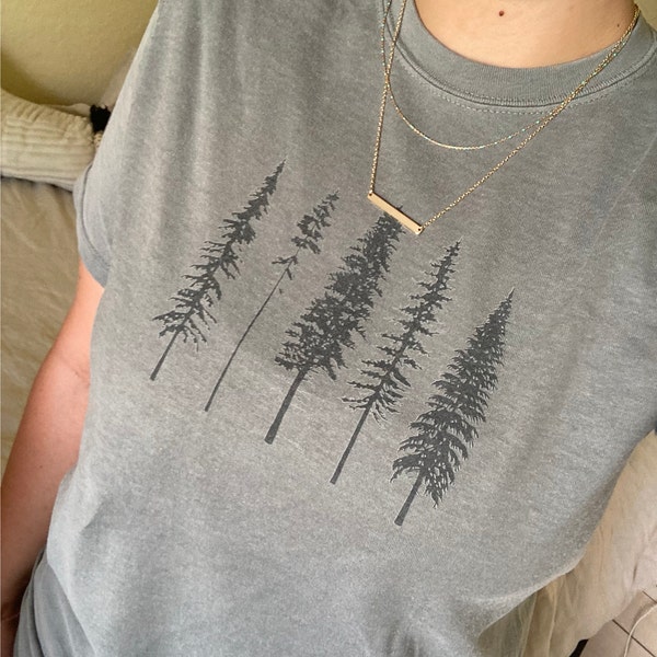 Comfort Colors Pine Trees Shirt, Evergreen Trees, Forest Tshirt, Trees ...