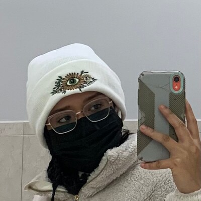 Floral Evil Eye Beanie Embroidered Beanie Boho Beanie Winter Hat ...