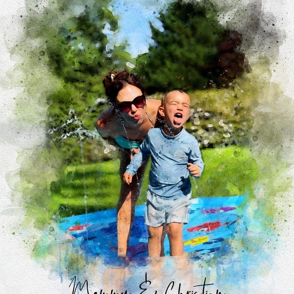Mothers Day Gift Personalized Watercolor Portrait, Mom Gift, Family ...