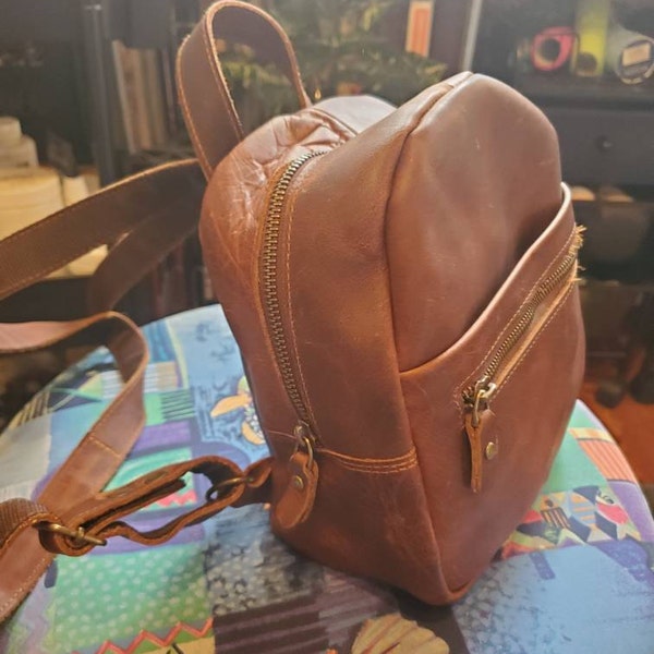 Leather Mini Backpack Purse, Minimalist Everyday Bag, Small Backpack ...