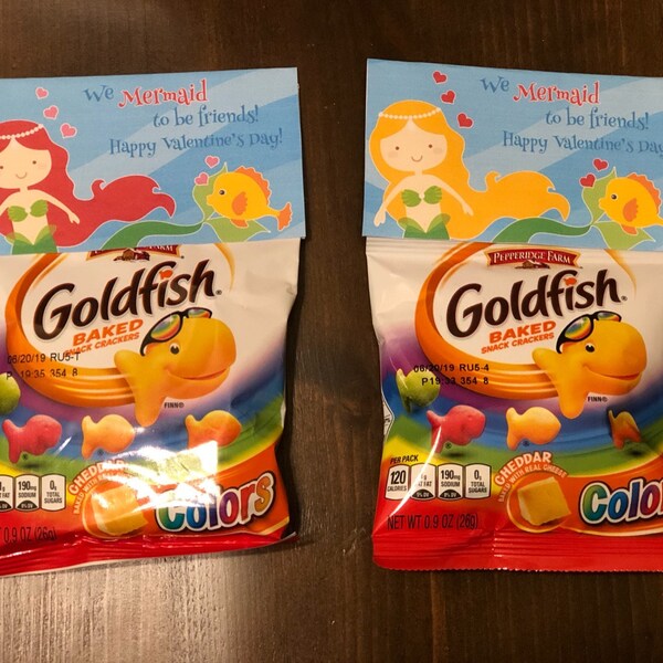 Valentines Treat Bag Toppers for Goldfish Crackers, Blonde Mermaid ...