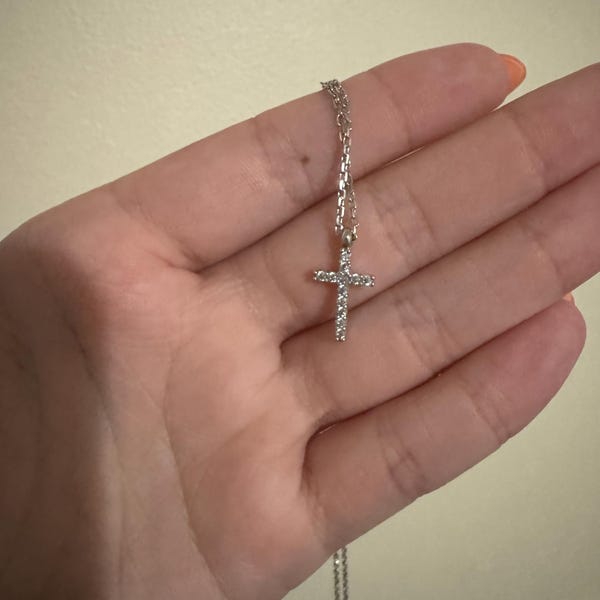 Sterling Silver Cross Necklace, Delicate Cross for Mom, 14k Gold ...