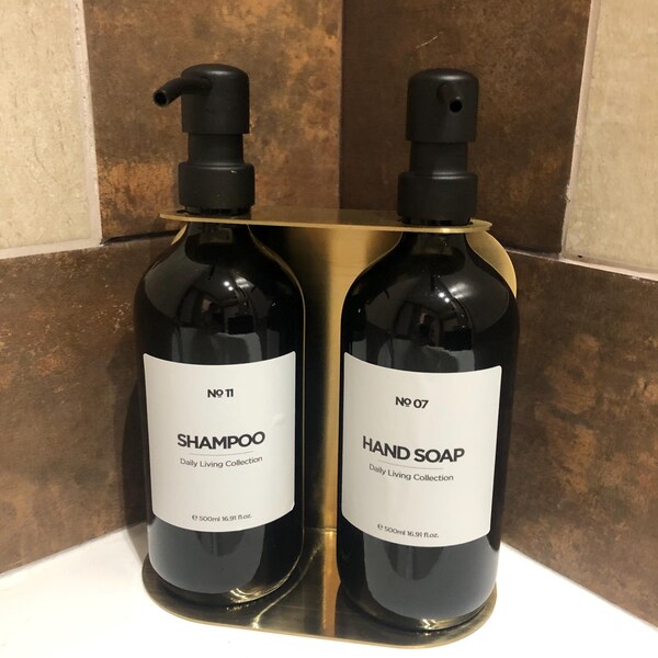 Wall Mounted Gold Soap Dispenser Holder, Double Luxurious Pump Bottle ...