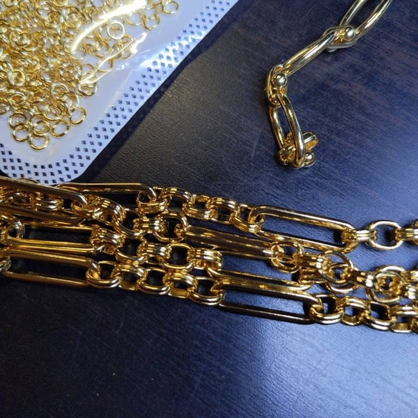 24k Gold Filled Paper Clip Chain With Cable Link, Approx. 6mm Width ...