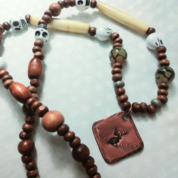 Jackalope Copper Pendant Necklace, Cryptid Jewelry Gift, Jack Rabbit ...