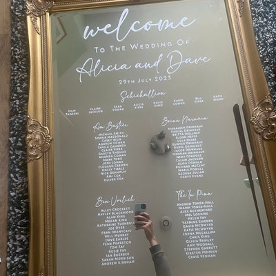 Mirror Table Plan/ Wedding Table Plan / Mirror Seating Plan/ Wedding ...