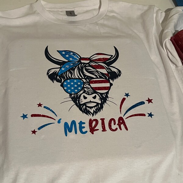 Highland Cow Svg | 4th of July Svg | American Flag Svg | Fourth of July ...