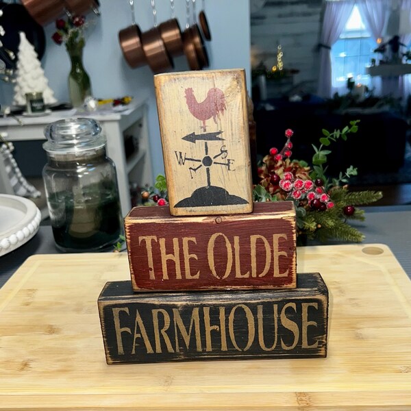 The Olde Farmhouse Blocks Primitive Sign - Etsy