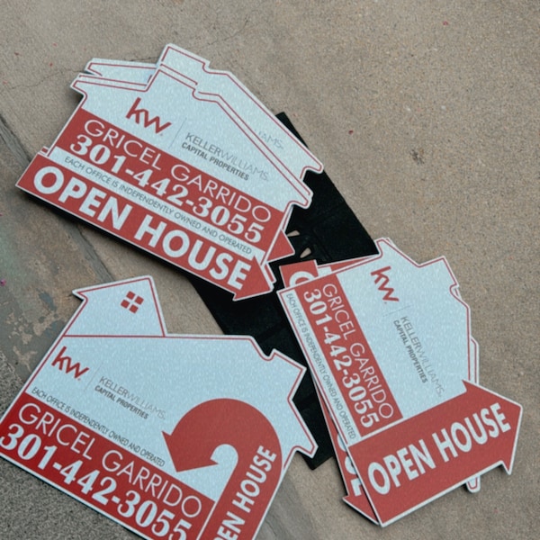10 Pack Keller Williams Custom Open House Arrow Yard Sign, 2 Sided Add ...