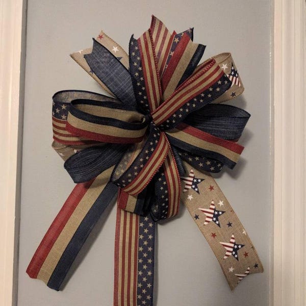 4th of July Bow, Memorial Day Patriotic Bow for Wreath, 4th of July ...
