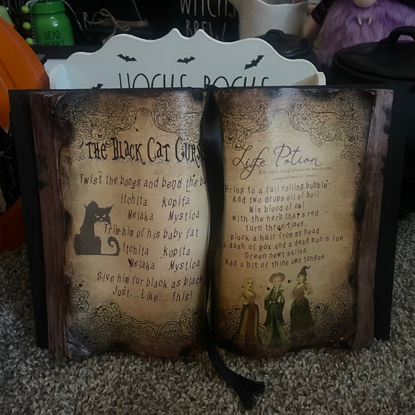 Black Cat Curse and Life Potion Spell Book, Hocus Pocus Inspired - Etsy