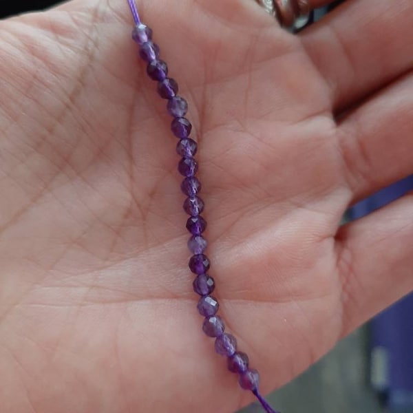 Natural Amethyst Small Size Faceted Round Beads Energy Gemstone Loose ...