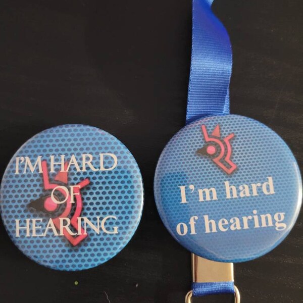 Hearing Loss Button: I'm Hard of Hearing, 1.25 2.25 or 3" Pin for Deaf ...