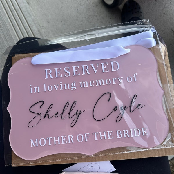 Reserved in Loving Memory Wedding Sign, Reserved Seat Sign, This Seat ...