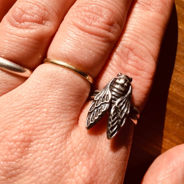 Silver Cicada Ring Sterling Silver Insect Ring Witch Ring Bug Ring ...