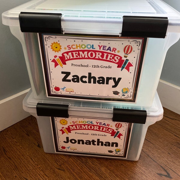 Set of 2 Names- Personalized School Memory Box Printable Kit, DIY ...