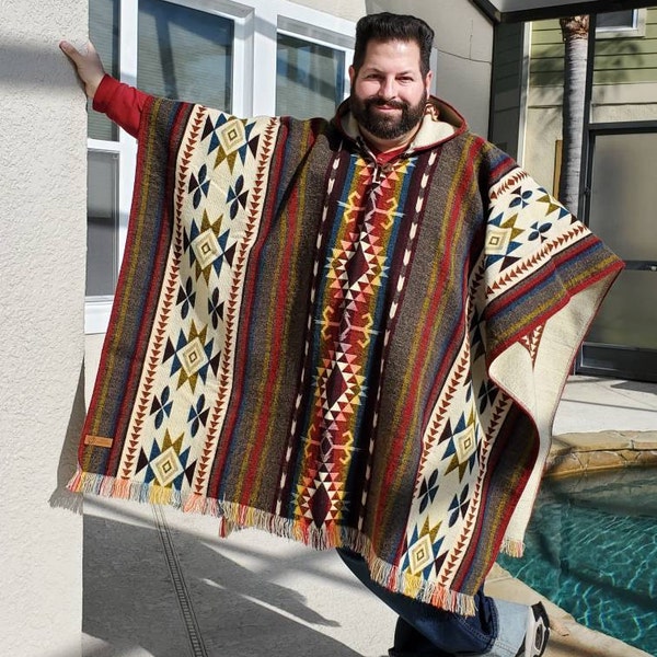 Alpaca Wool Poncho (patagonian Desert) Crafted by Indigenous Hands ...
